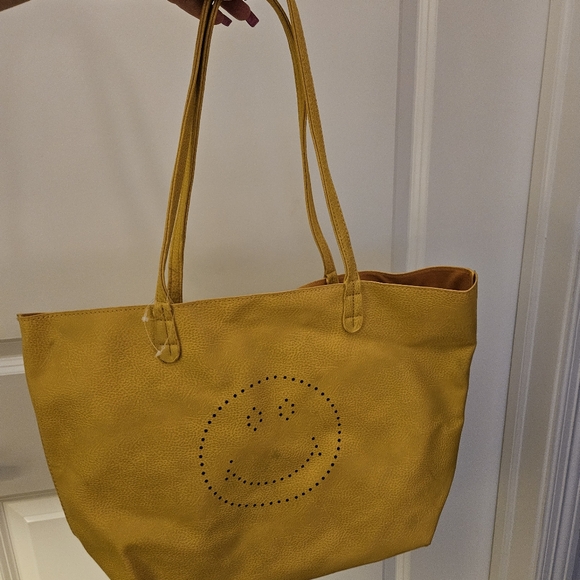Bags | Yellow Smiley Face Tote Bag | Poshmark